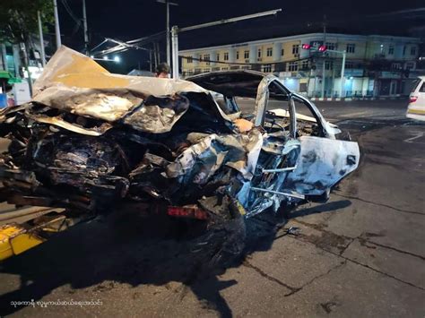 တောင်ဥက္ကလာပမြို့နယ်တွင် ကား ၃ စီးဆင့်တိုက်ပြီး မီးလောင်မှုကြောင့် လူ ၈