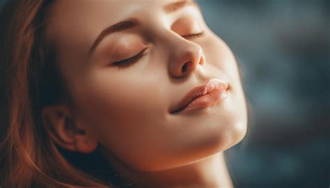 Premium Ai Image One Beautiful Young Woman With Brown Hair And Closed
