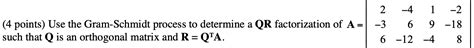 Solved 4 Points Use The Gram Schmidt Process To Determine