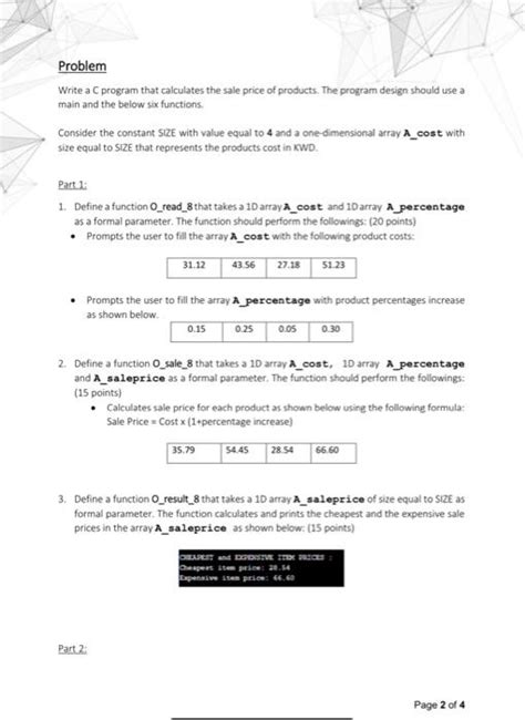 Solved Problem Write A C Program That Calculates The Sale