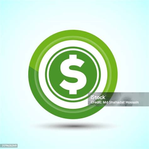 달러 아이콘 디자인 일러스트레이션 금융 앱 및 웹사이트용 돈 아이콘 기호 그린 컬러 버튼 디자인 3차원 형태에 대한 스톡 벡터 아트 및 기타 이미지 Istock