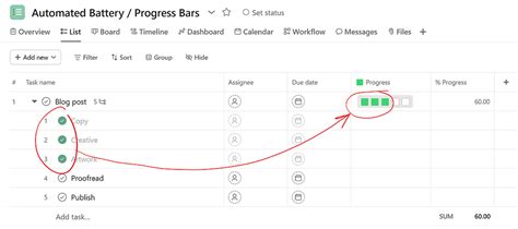 🔋 Automated Task Progress Battery Bars To Show Progress Of Subtasks