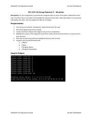 1D Arrays Exercise 2 Pdf PROPERTY OF SINCLAIR COLLEGE DO NOT DISTRIBUTE CIS 1111 1D Arrays