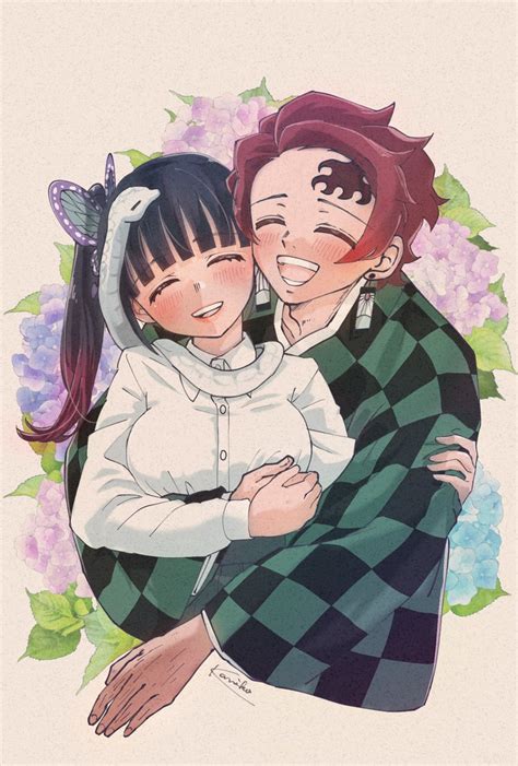 Kamado Tanjirou And Tsuyuri Kanao Kimetsu No Yaiba Drawn By Kanea