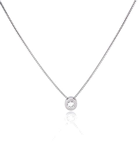 Lot 14k White Gold 54ct Diamond Solitaire Pendant Necklace