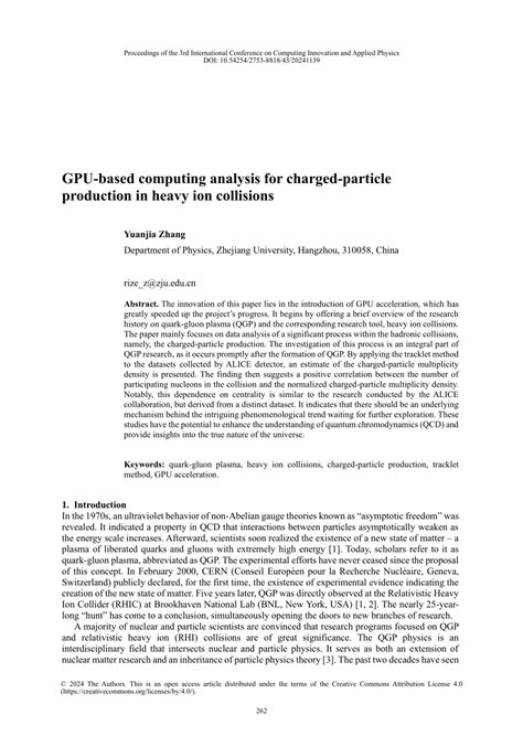 Pdf Gpu Based Computing Analysis For Charged Particle Production In