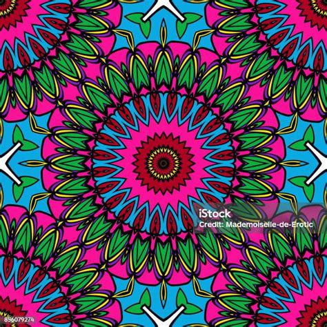 밝은 색상 완벽 한 꽃 만다라 패턴입니다 벡터 일러스트 레이 션 초대 카드 배경 직물 인쇄 디자인 0명에 대한 스톡 벡터 아트 및 기타 이미지 Istock