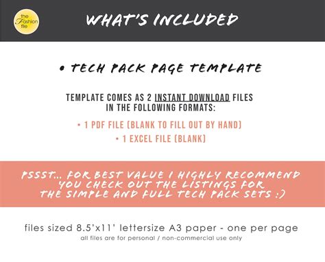 Fashion Tech Pack BILL Of MATERIALS BOM Professional Etsy