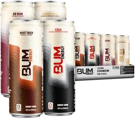 Bum Zero Sugar Energy Drink Variety Pack Root Beer Dr