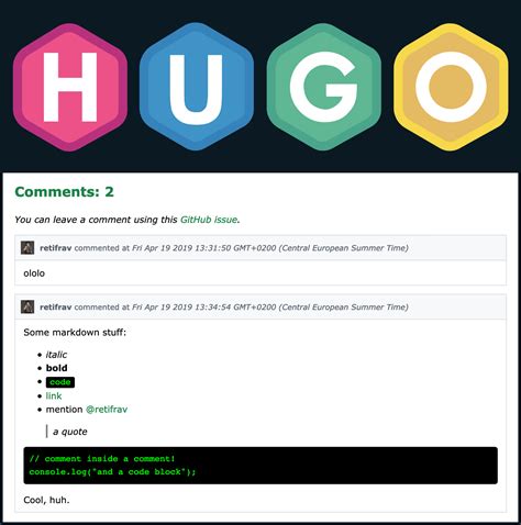 Github Comments For A Hugo Based Blog Declaration Of Var