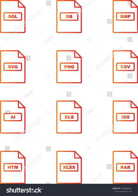 12 Set File Formats Icons Isolated Stock Vector Royalty Free 1569688351 Shutterstock