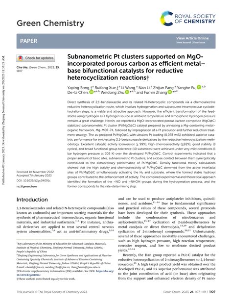 Pdf Subnanometric Pt Clusters Supported On Mgo Incorporated Porous