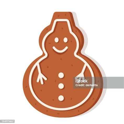 눈사람의 형태로 크리스마스 진저 브레드 맛있는 새해 디저트 아이싱축제 곱슬 쿠키 갈색에 대한 스톡 벡터 아트 및 기타 이미지 갈색 겨울 계절 Istock