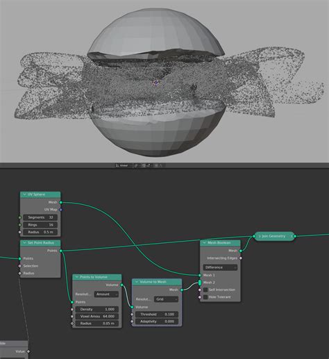 Modifiers Create A Sphere Mesh Subtracted Of A Load Of Points Using Geometry Nodes Blender