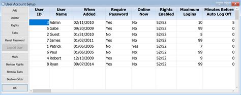 Initial Setup User Account Setup Adding And Deleting User Accounts