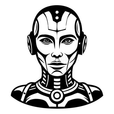 Futuristic Robot Face Graphic Design Ideal For Tattoo And Projects Stock Illustration