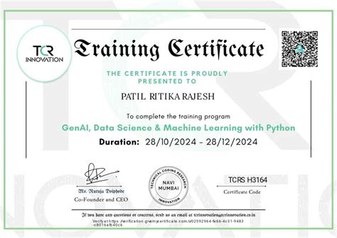 Completed Internship Ritika Patil