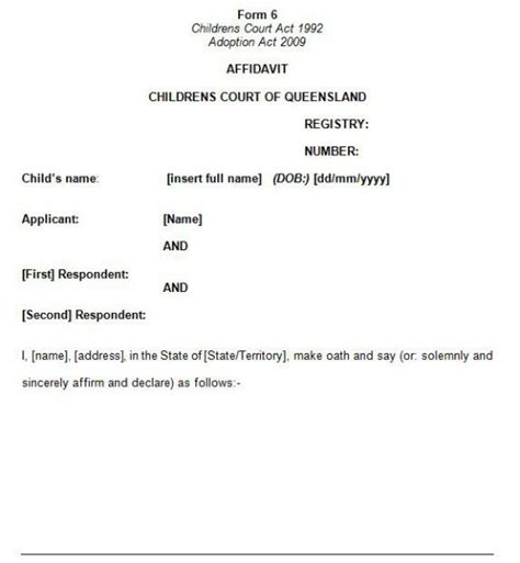 Australian Affidavit Template Free Templates Legal Tips