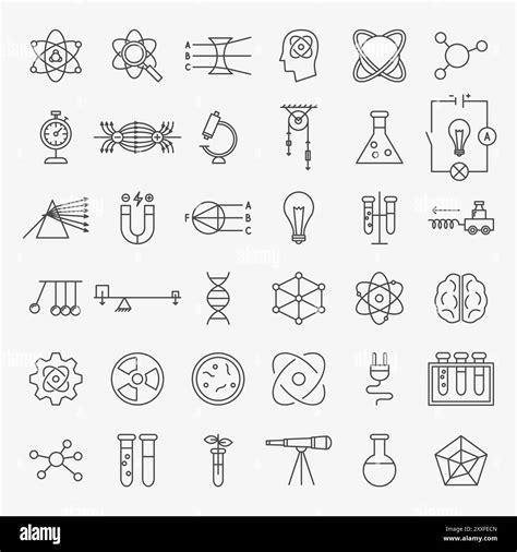 Physics Science Line Icons Set Stock Vector Image And Art Alamy