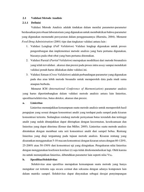 Validasi Metode Analisis Pdf
