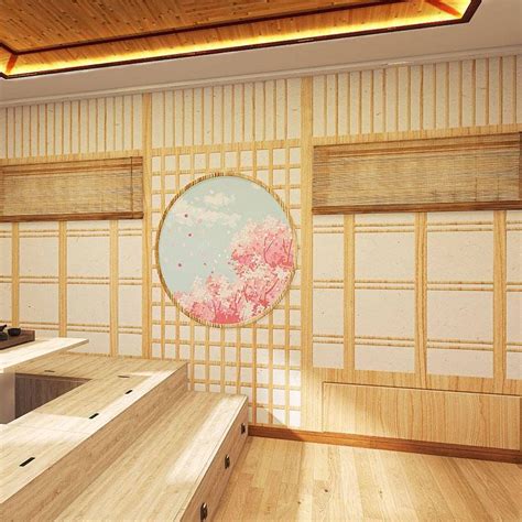 วอลล์เปเปอร์ไม้ ลายซูชิ ซากุระ 3d สไตล์ญี่ปุ่นโบราณ สําหรับตกแต่งผนัง