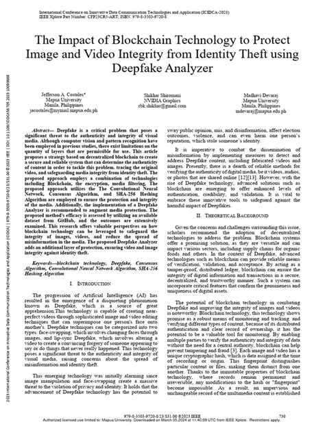 The Impact Of Blockchain Technology To Protect Image And Video Integrity From Identity Theft