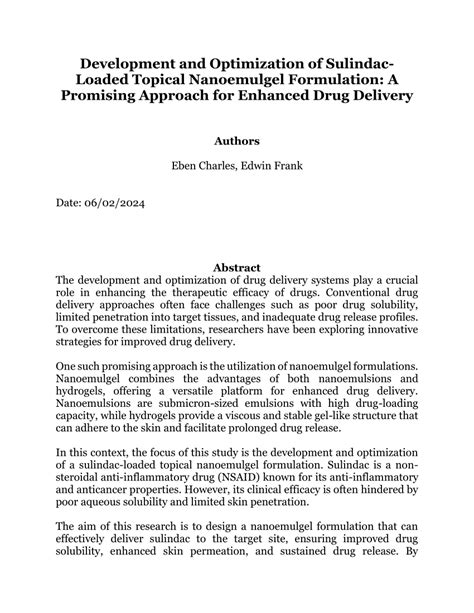 Pdf Development And Optimization Of Sulindac Loaded Topical