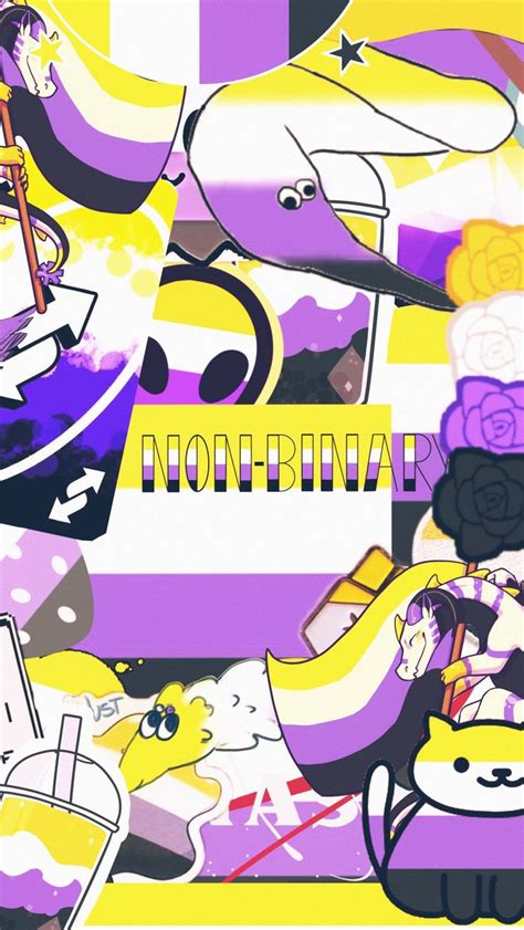 Nonbinary Wallpaper 💛🤍💜🖤 Lgbt Pride Art Nonbinary Wallpaper Nonbinary Art