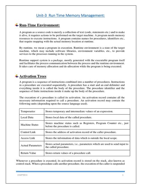 Chapter 3 Run Time Memory Management Pdf Parameter Computer Programming Variable