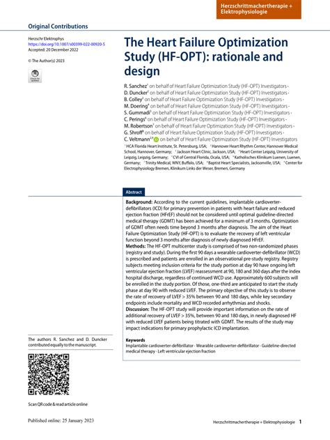 PDF The Heart Failure Optimization Study HF OPT Rationale And Design