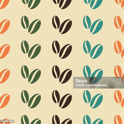 커피 원두 이음새가 없는 패턴 복고풍 색상의 커피 배경 포장지 벽지 포장 메뉴에 인쇄를위한 커피 숍 디자인 벡터 일러스트 레이 션 들에 대한 스톡 벡터 아트 및 기타 이미지