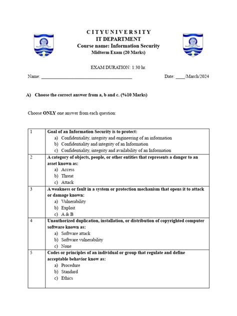 Information Security Midterm Pdf Information Security Vulnerability Computing