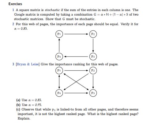 Solved Exercises A Square Matrix Is Stochastic If The Sum Chegg