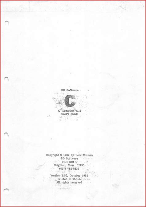 Bd Software C Compiler V15 Users Guide Manual Computing History