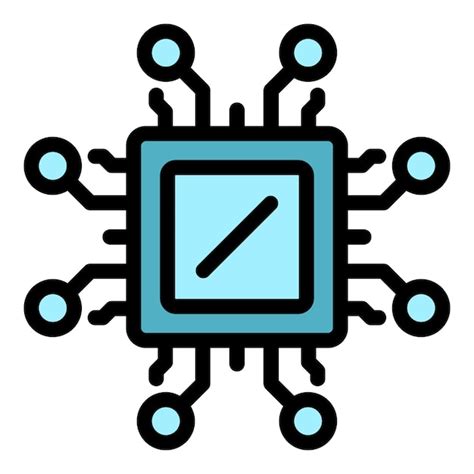 premium vector computer processor icon outline vector laptop shop retail mobile color flat