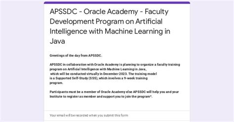 Apssdc Oracle Academy Faculty Development Program On Artificial