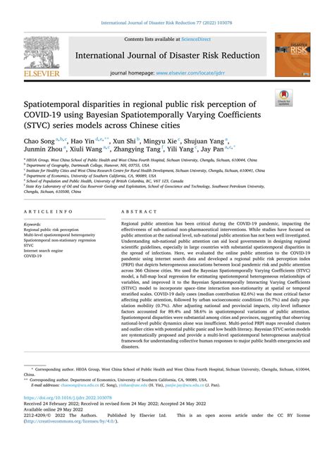 Pdf Spatiotemporal Disparities In Regional Public Risk Perception Of