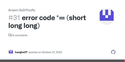 Error Code Short Long Long · Issue 31 · Ansem Sodpicofly · Github