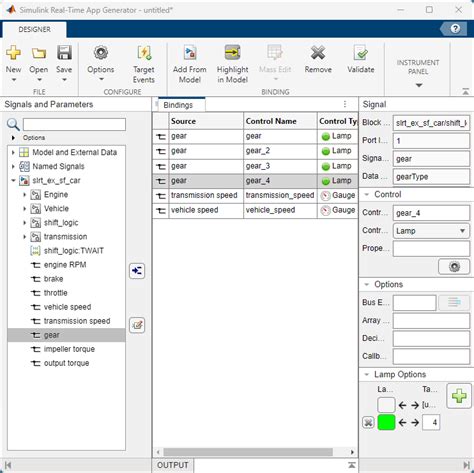 Create And Update Instrument Panel For Stateflow Car Transmission