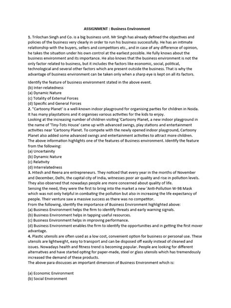 Assignment Business Environment Pdf Business Economies Assignment Business Environment Pdf Business Economies