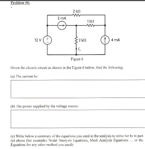 Solved Given The Electric Circuit As Shown In The Figure Chegg