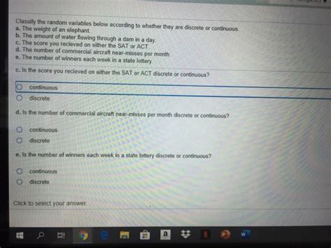Solved Plete Classify The Random Variables Below According