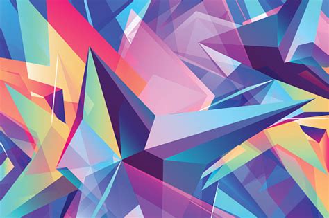 화려한 배경 기하학적 Rumpled 삼각형 낮은 폴 리 오리지널 3차원 형태에 대한 스톡 벡터 아트 및 기타 이미지 3차원 형태 개념 광학 작용 Istock