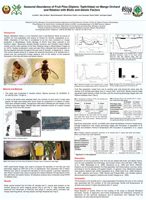 Pdf Seasonal Abundance Of Fruit Flies Diptera Tephritidae On Mango