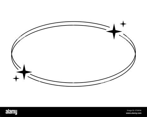 Trendy Linear Oval Frame With Stars Modern Minimalist Aesthetic Line Elements Geometric Forms