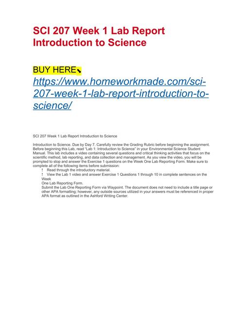 Sci 207 Week 1 Lab Report Introduction To Science