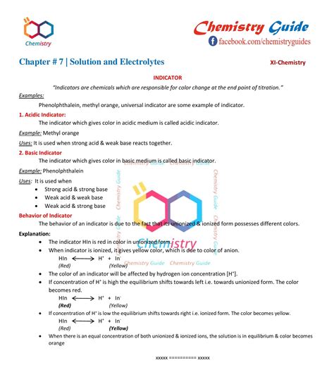 Chemistry Guide Indicator Xi Chemistry Facebook