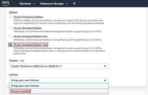 Create An Oracle Database Standard Edition Two Instance In A Multi Az