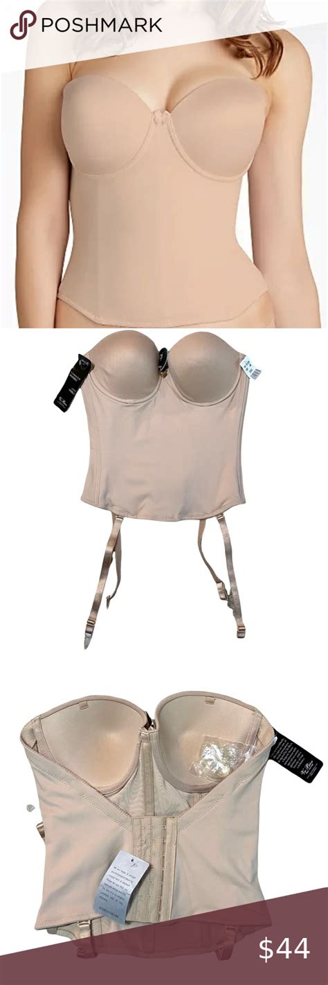 Nwt Va Bien Low Back Strapless Bustier Size 32c Nude Garter Belt