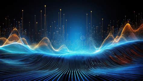 Glowing Digital Wave With Vibrant Colors And Data Visualizations Flowing Gracefully Stock